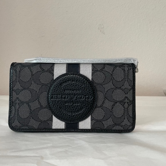 Coach | Bags | Coach Dempsey Large Phone Wallet In Signature Jacquard With Stripe And Coach Pat ...